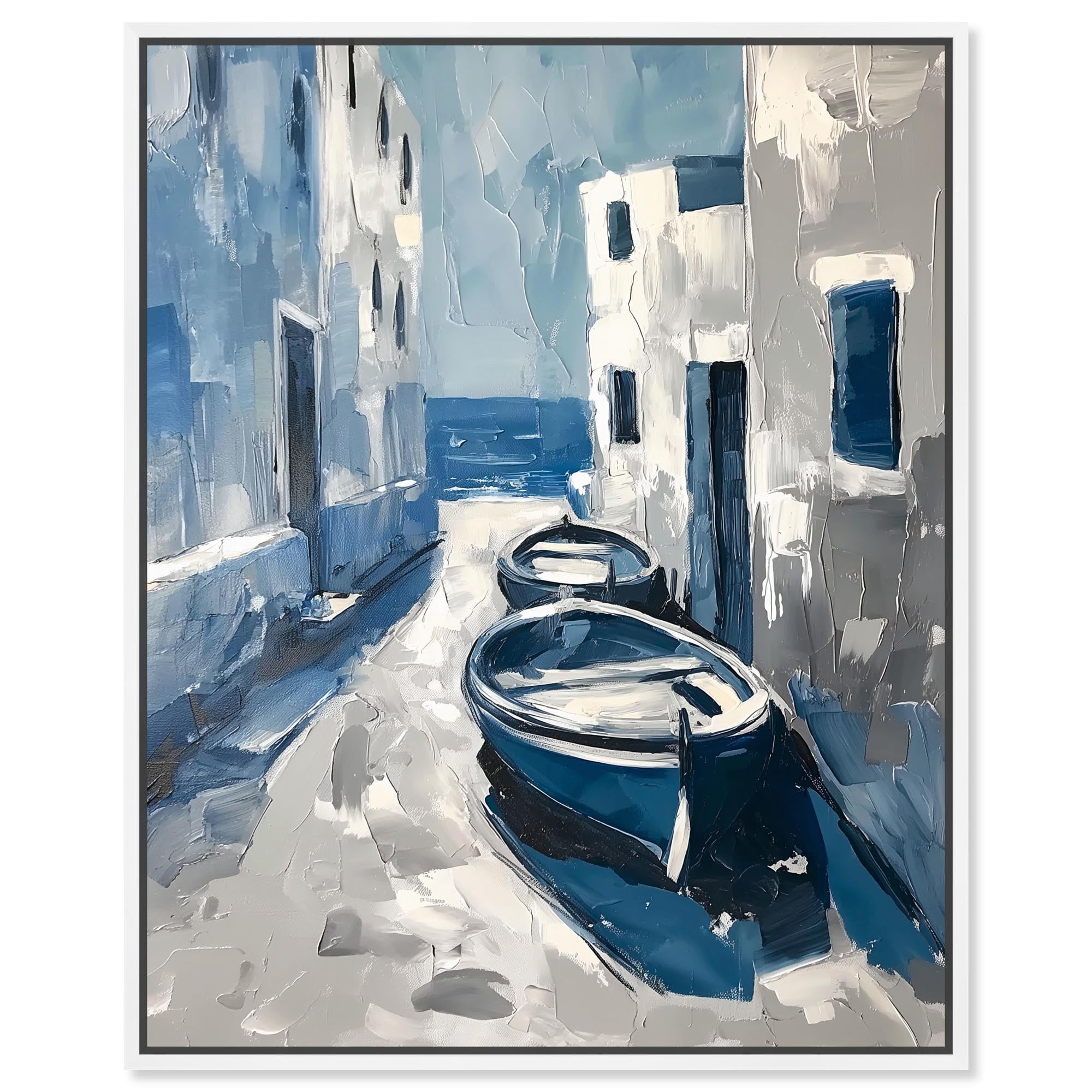 Calm Voyage Canvas Coastal Paintings by Art Remedy, White Frame, 24" x ...