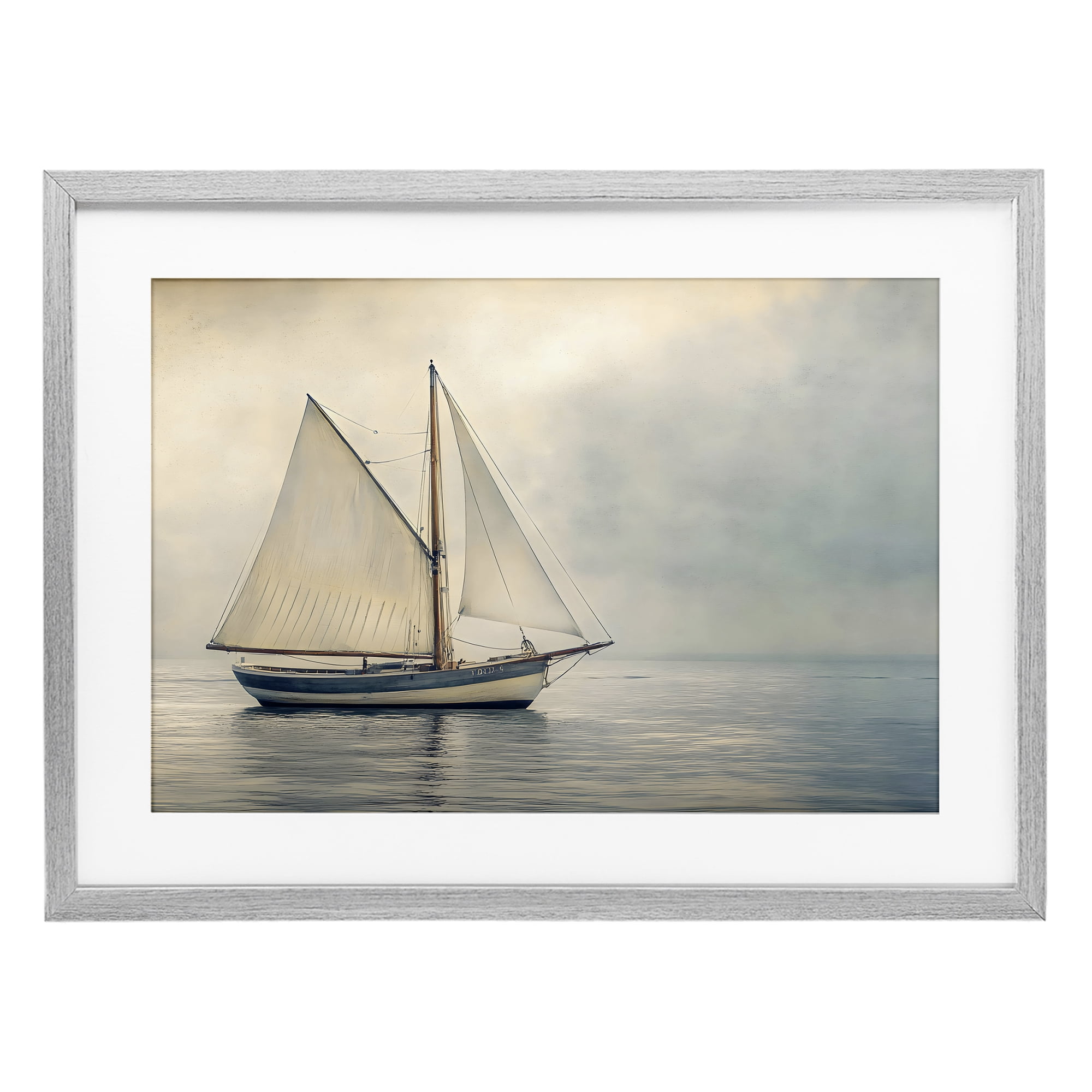 Stupell Industries Calm Waters Sea Vessel Gray Framed Print Under Glass ...