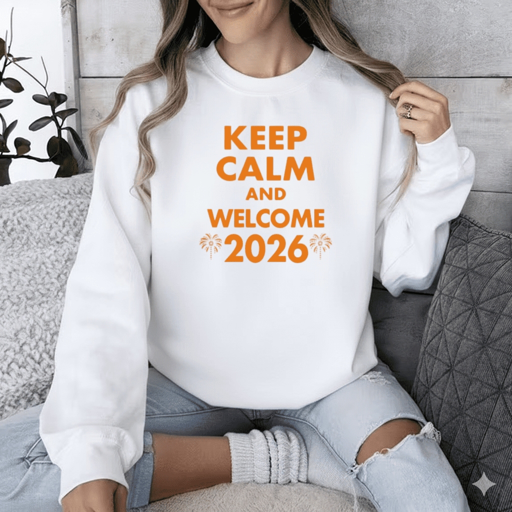 Calm Welcome Keep Calm And Welcome 2026 Funny New Year Meme Sweatshirt ...