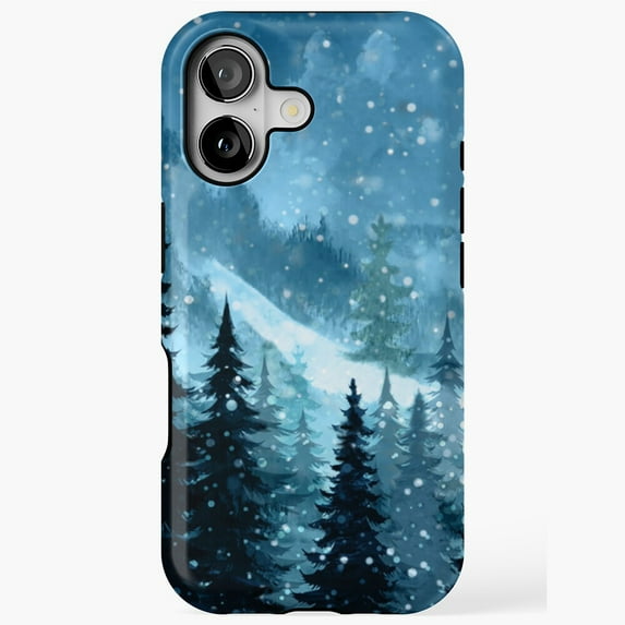 Calm Winter Night Sky Landscape Art Phone Case for iPhone 17 to 11 Pro ...