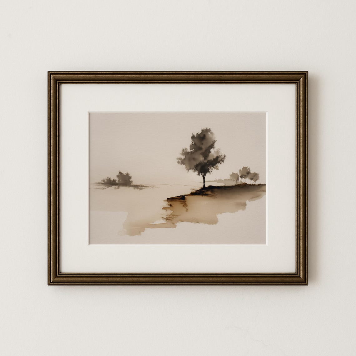 Calm Zen Minimalist Ink Wash Landscape Sumi-E Inspired Abstract Nature ...