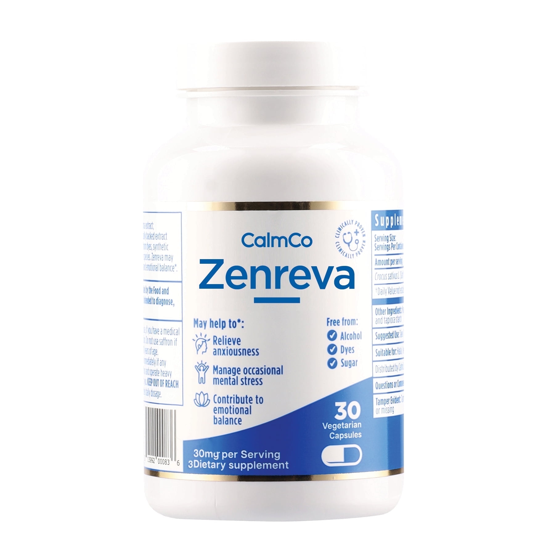 CalmCo Zenreva, Vegetarian Capsules, Saffron Extract, May Relieve ...