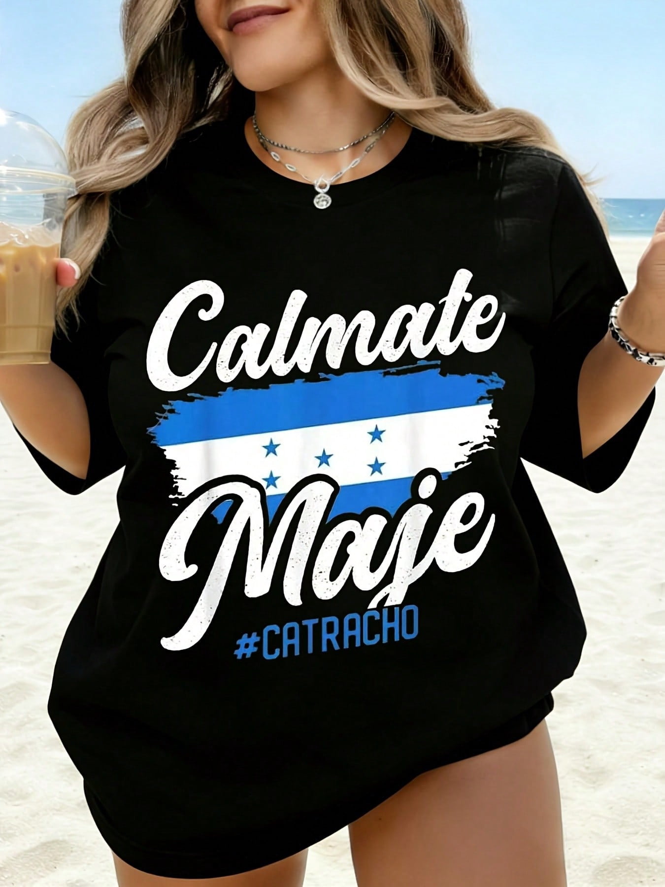 Calmate Maje Honduras Flag T Shirt Catracho Pride Beach Wear Women ...