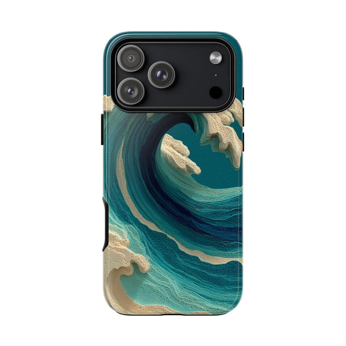 Calming Abstract Ocean Wave Cream Ivory Teal for iPhone 17 16 15 14 13 ...