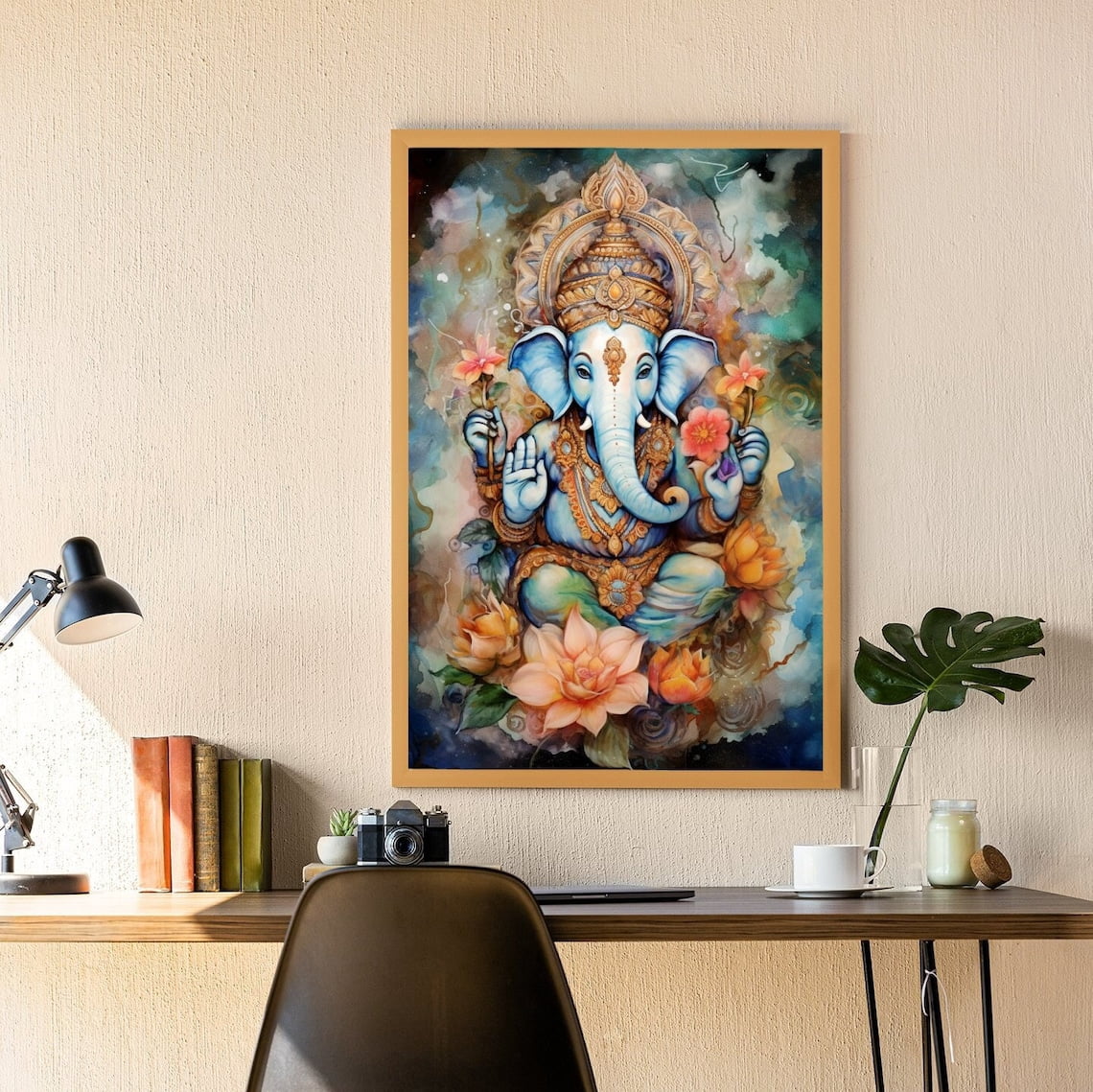 Calming And Peaceful Ganesha Illustration Hindu God Godly Praying Room ...