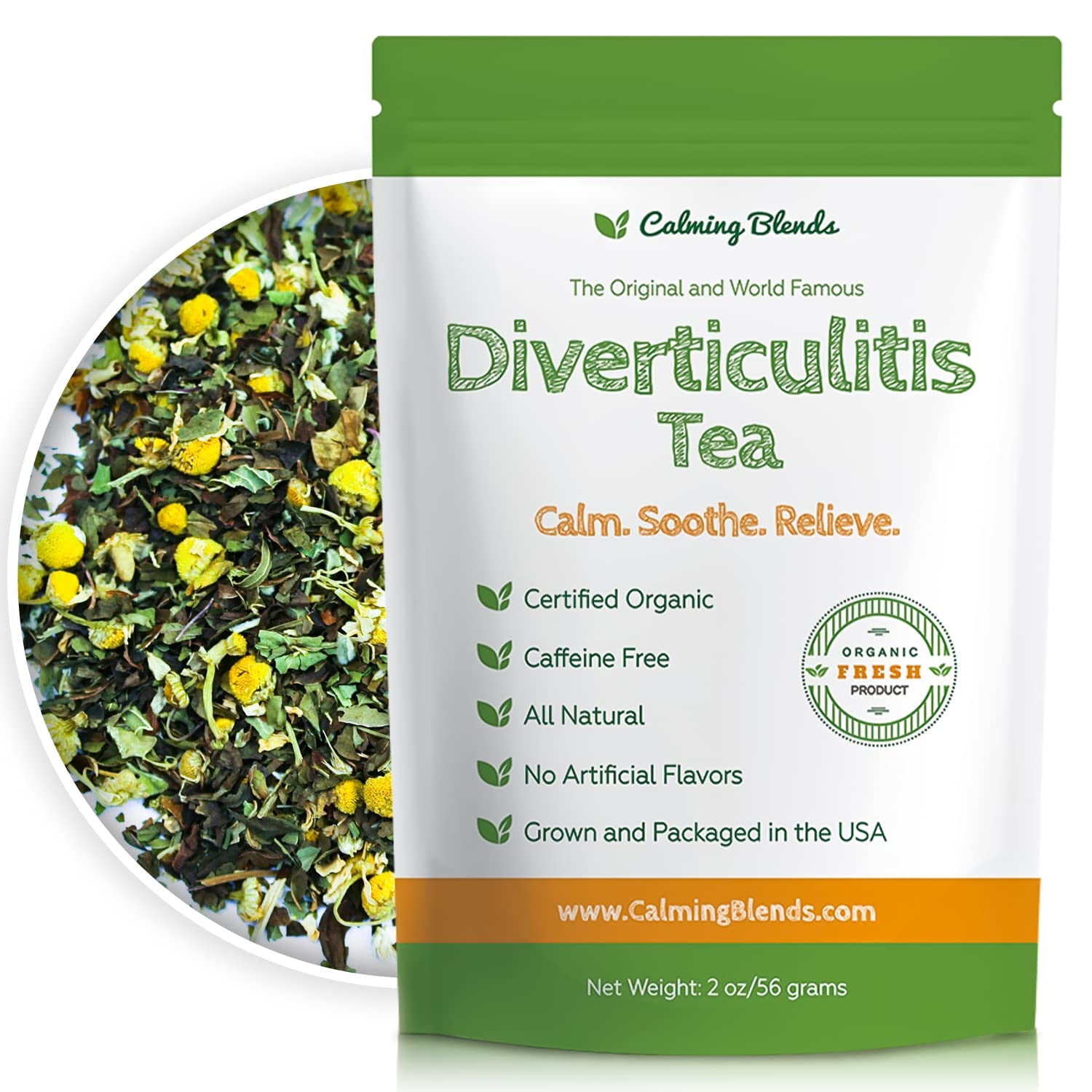 Calming Blends Diverticulitis and Diverticulosis Tea, Certified Organic ...