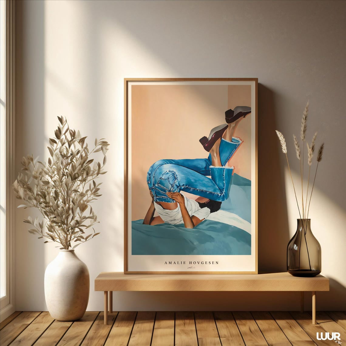 Calming Blue Abstract Bedroom Wall Art, Unframed Canvas Size 12x18 ...