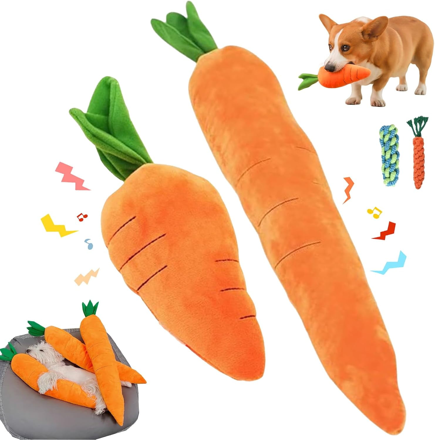 Calming Carrot Dog Toy, The Dog Calming Carrot, 29.5 Inch Large Sturdy ...