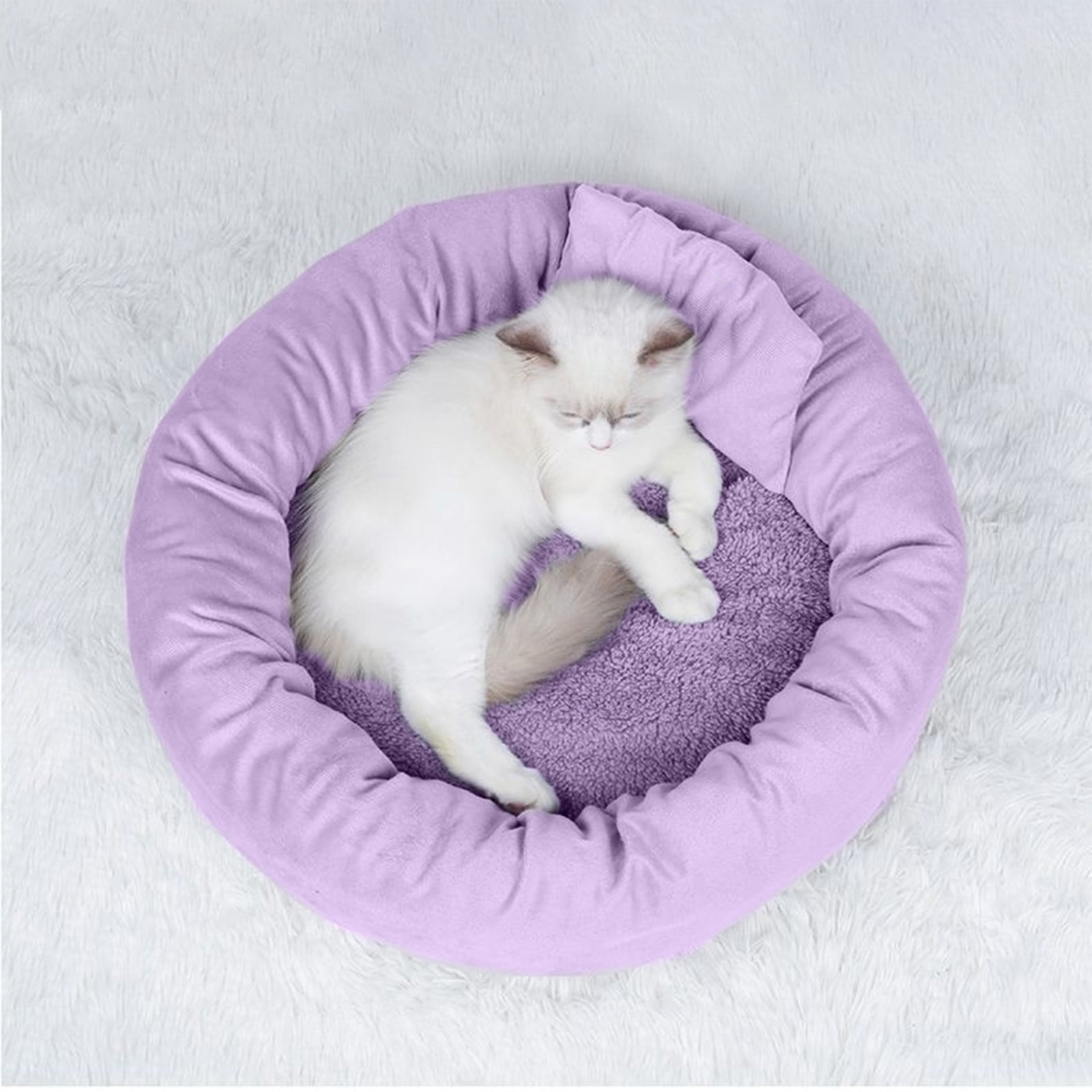 Calming Cat Beds with Pillow for Small Medium Dogs and Cats, Round Dog ...
