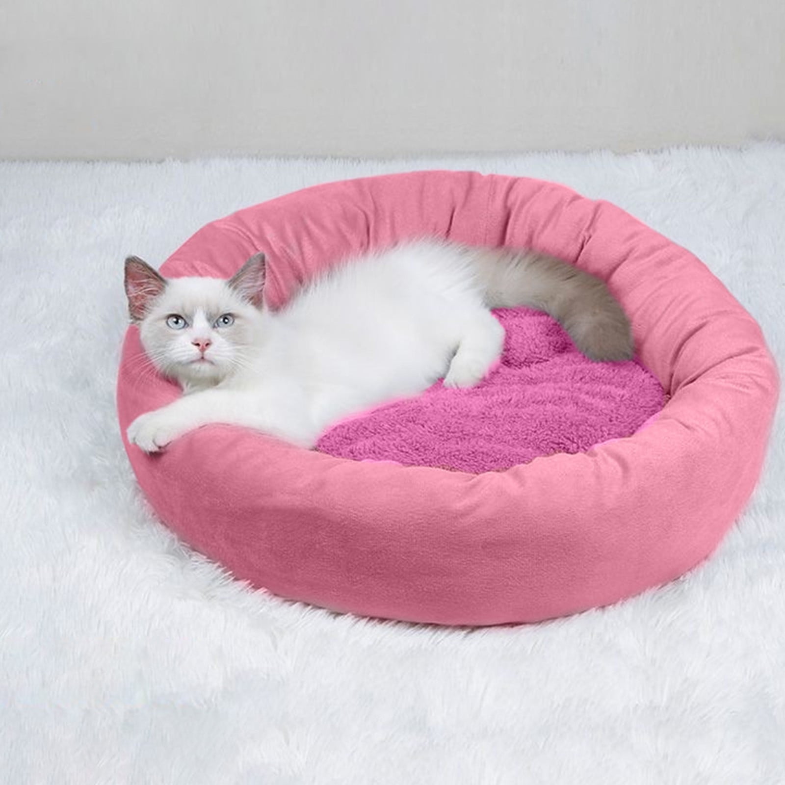 Calming Cat Beds with Pillow for Small Medium Dogs and Cats, Round Dog ...