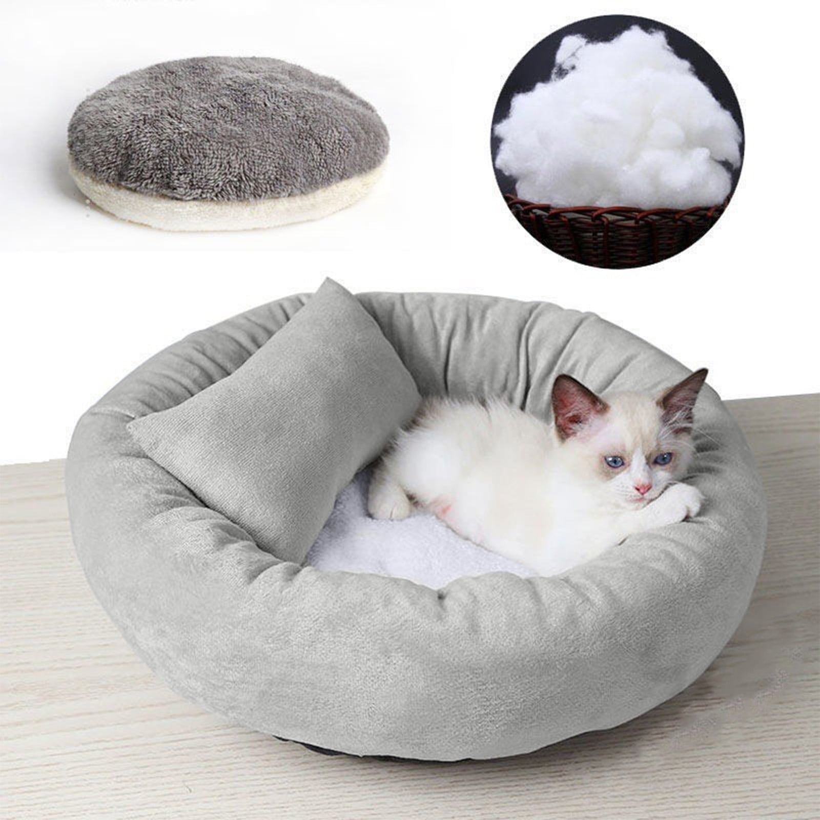 Calming Cat Beds with Pillow for Small Medium Dogs and Cats, Round Dog ...