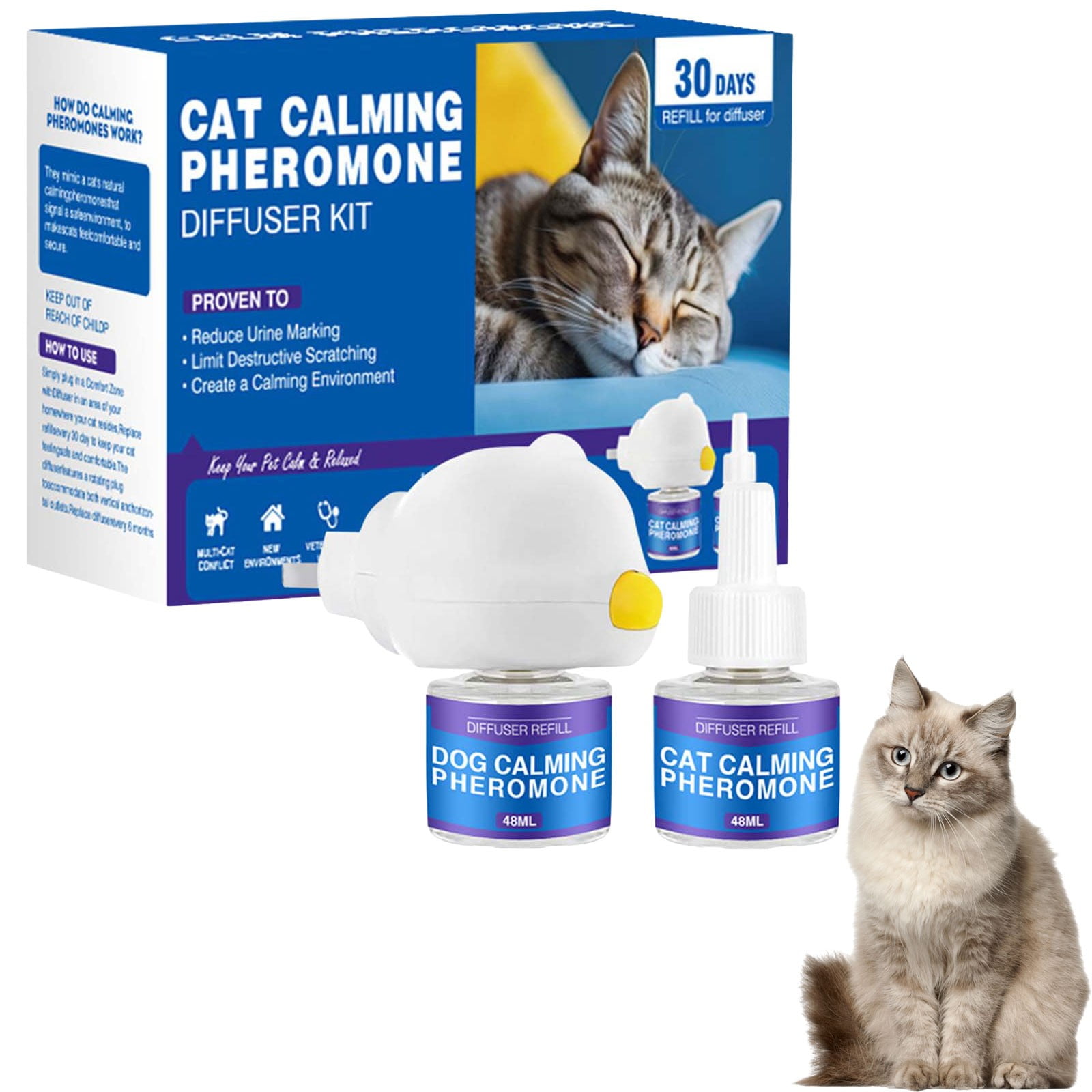 Calming Cat Diffuser Stress Diffuser Plug In 60 Day Cat Calming Stress ...