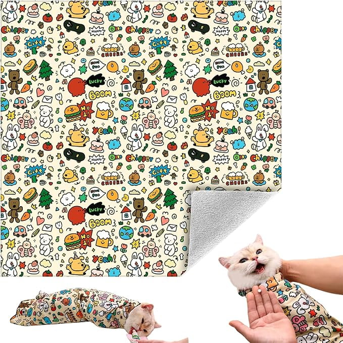 Calming Cat Grooming Kit, Bite-Proof Scratch-Proof Self-Adhesive Wrap ...