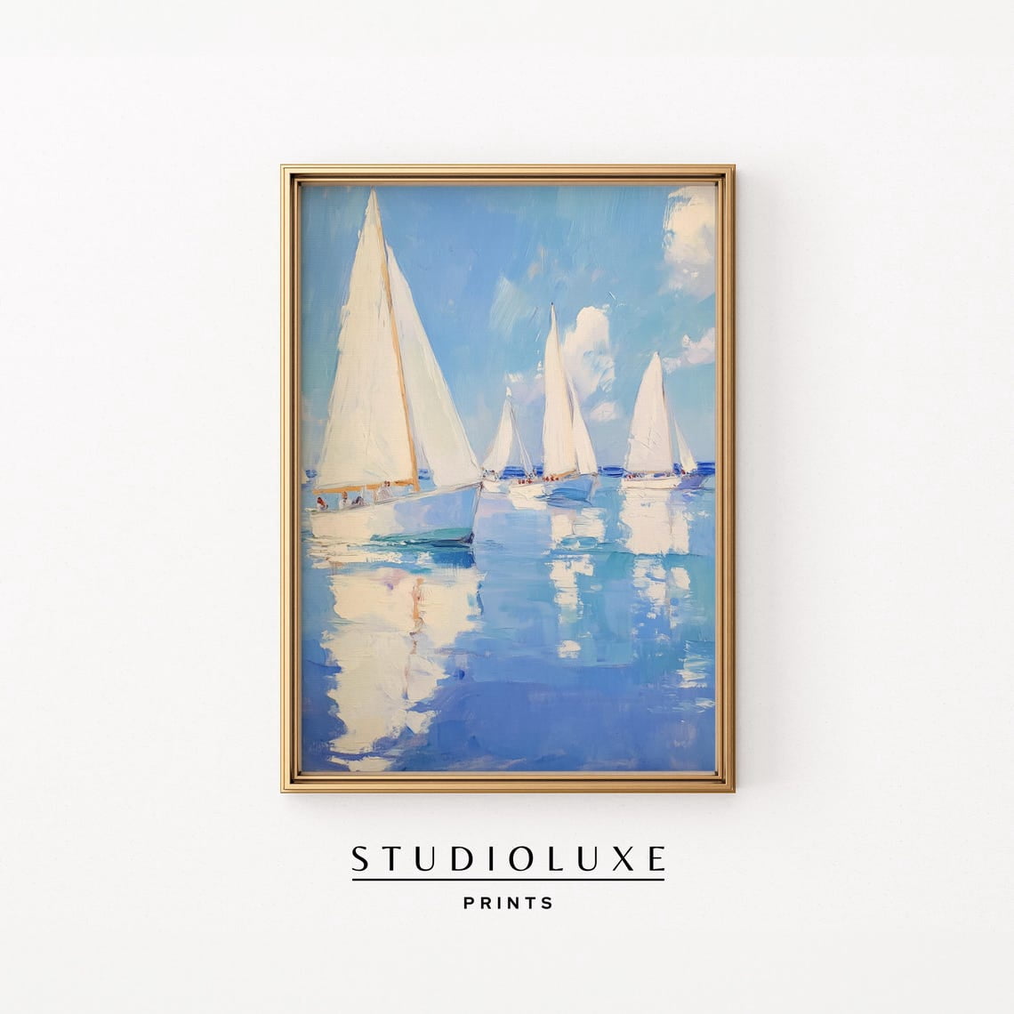 Calming Coastal Sailboats Summer Nautical Landscape Serene Waterscape ...