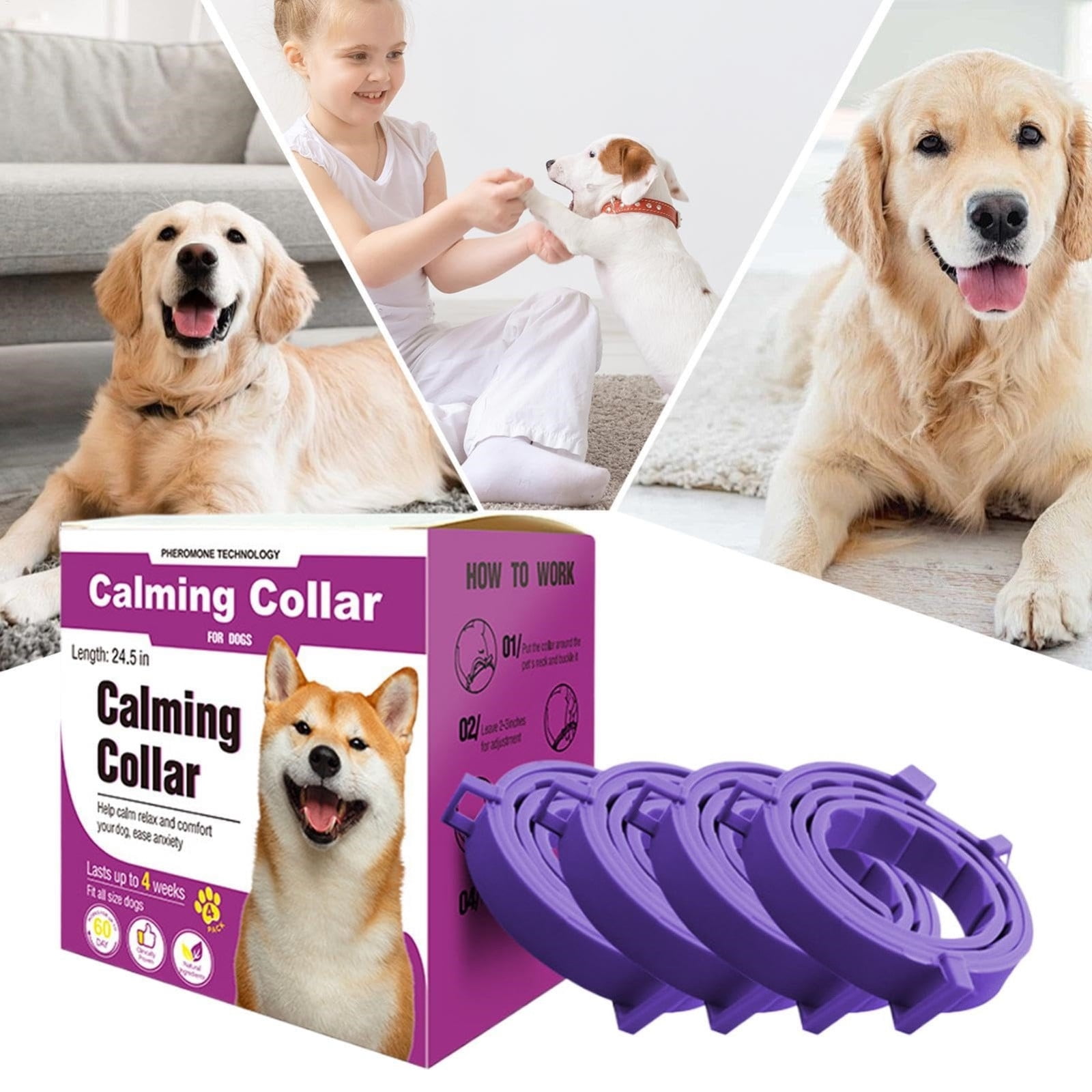 Calming Collar for Dogs 4 Packs,Dog Collar for Stress & Anxiety Relief ...