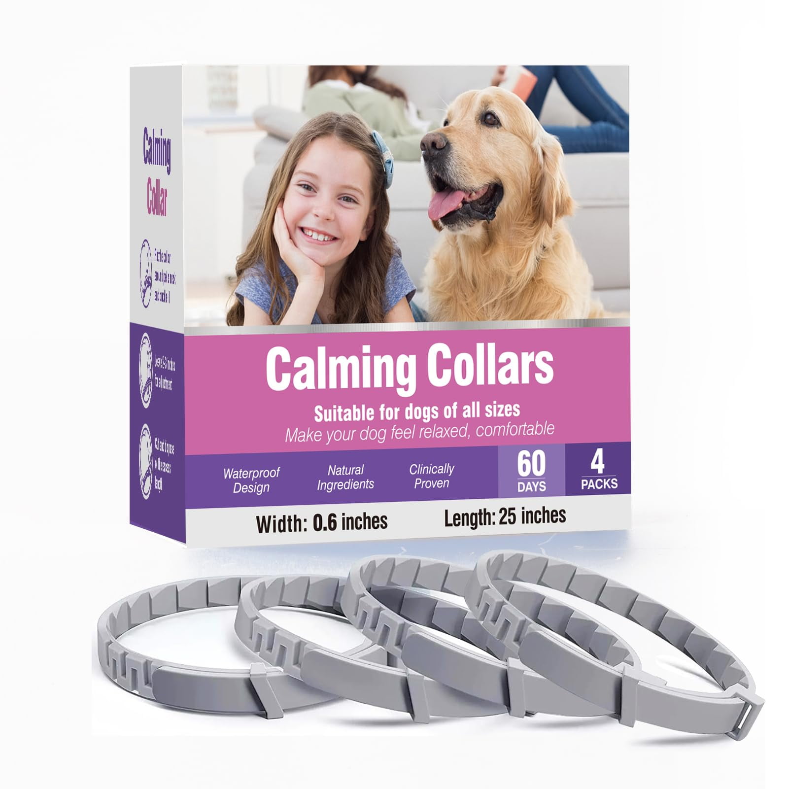Calming Collar for Dogs 4 Packs Dog Pheromone Calm Collars Relief ...