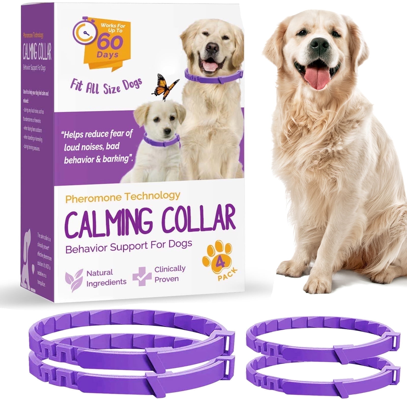 GiniHomer Calming Collar for Dogs, 4 Pcs Adjustable Anxiety Relief ...