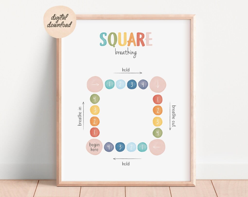 Calming Corner Poster, Box Breathing Poster, Counseling Office Decor ...