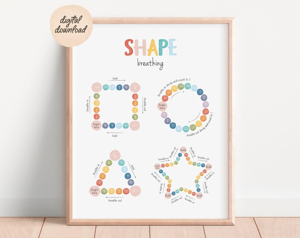 Calming Corner Poster, Shape Breathing Poster, Counseling Office Decor ...