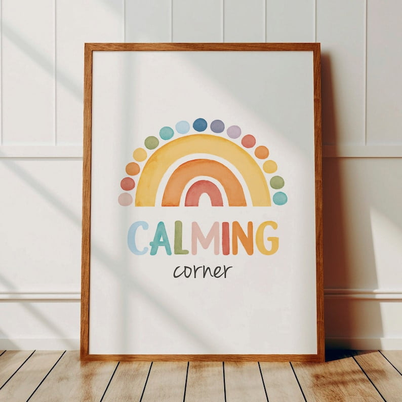 Calming Corner Rainbow Sign, Counseling Office Decor, Classroom Poster ...