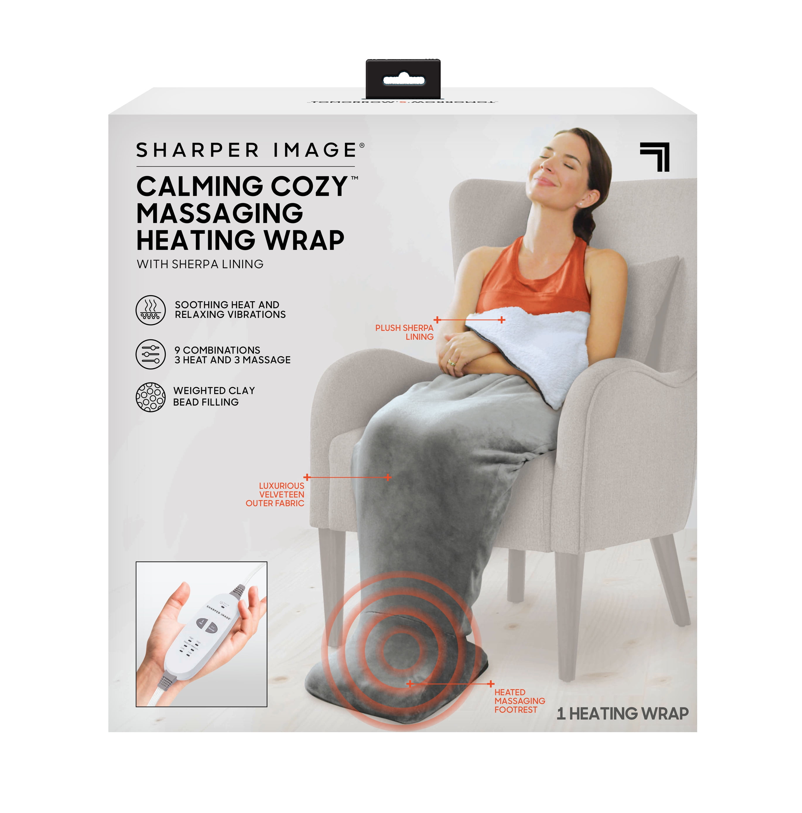 Sharper Image Massaging Wearable Electric Vibrating Foot Warmer Wrap ...