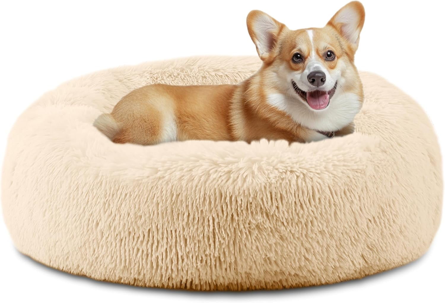 Calming Dog Bed,Donut Washable Warming Soft Round 30 inches Dog Beds ...