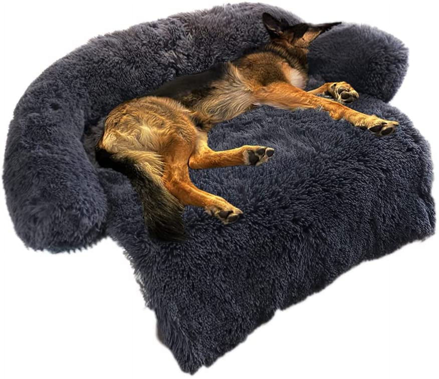 Calming Dog Bed Fluffy Plush Dog Mat for Furniture Protector with ...