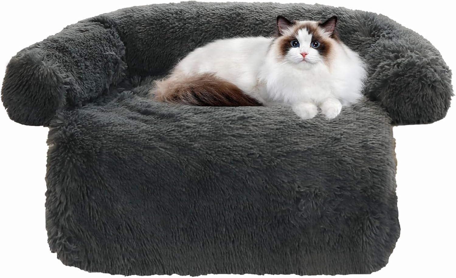 Calming Dog Bed Fluffy Plush Dog Mat for Furniture Protector with ...