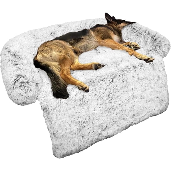 Calming Dog Bed Fluffy Plush Dog Mat for Furniture Protector with ...