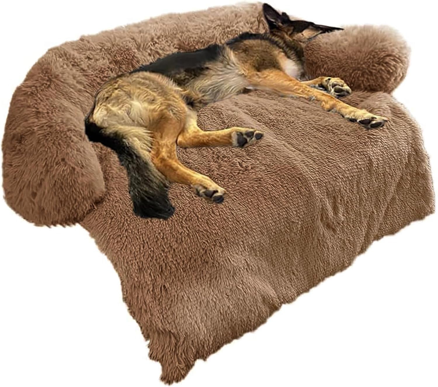 Calming Dog Bed Fluffy Plush Dog Mat for Furniture Protector with ...