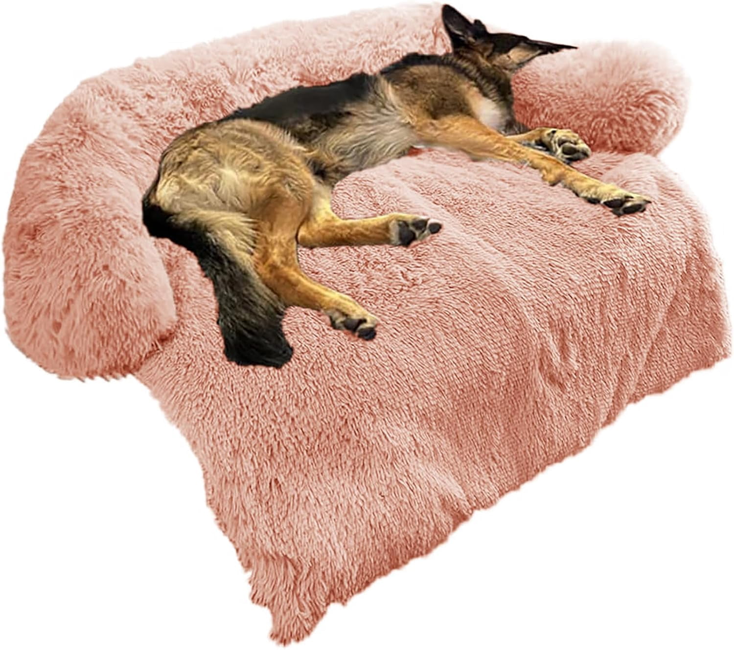 Calming Dog Bed Fluffy Plush Dog Mat for Furniture Protector with ...