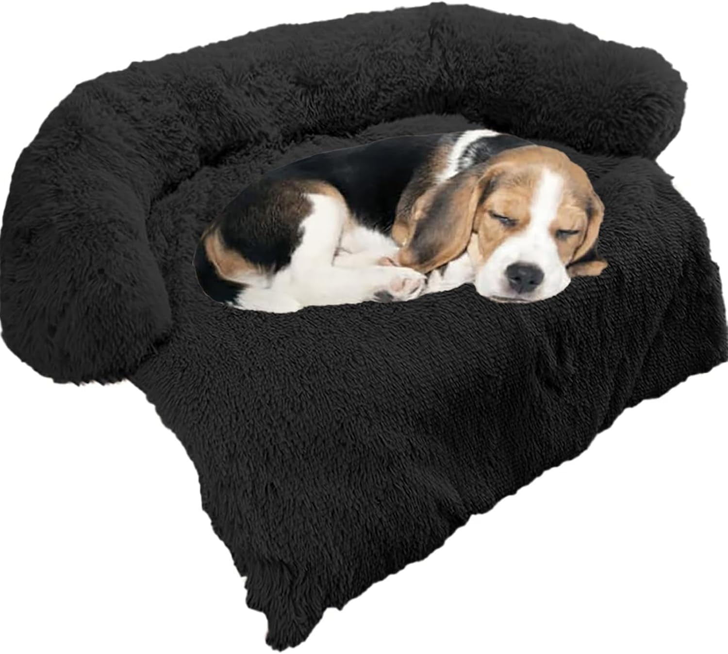 Calming Dog Bed Fluffy Plush Dog Mat for Furniture Protector with ...