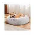 Calming Dog Bed Washable Small Pet Bed, Anti-Slip Round Fluffy Plush ...