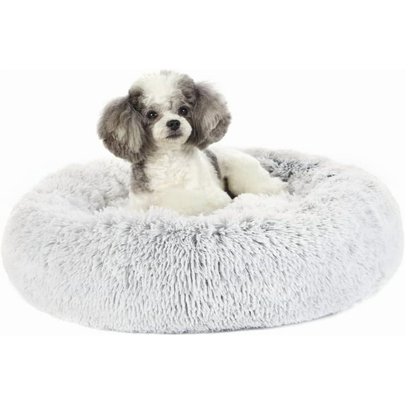 Calming Donut Bed, 23 Round Fluffy Beds for Small Dogs, Machine ...