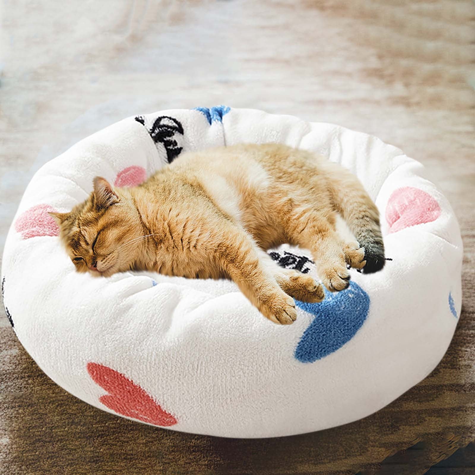 Calming Donut Cat Dog Bed Pillow,Machine Washable Plush Waterproof ...