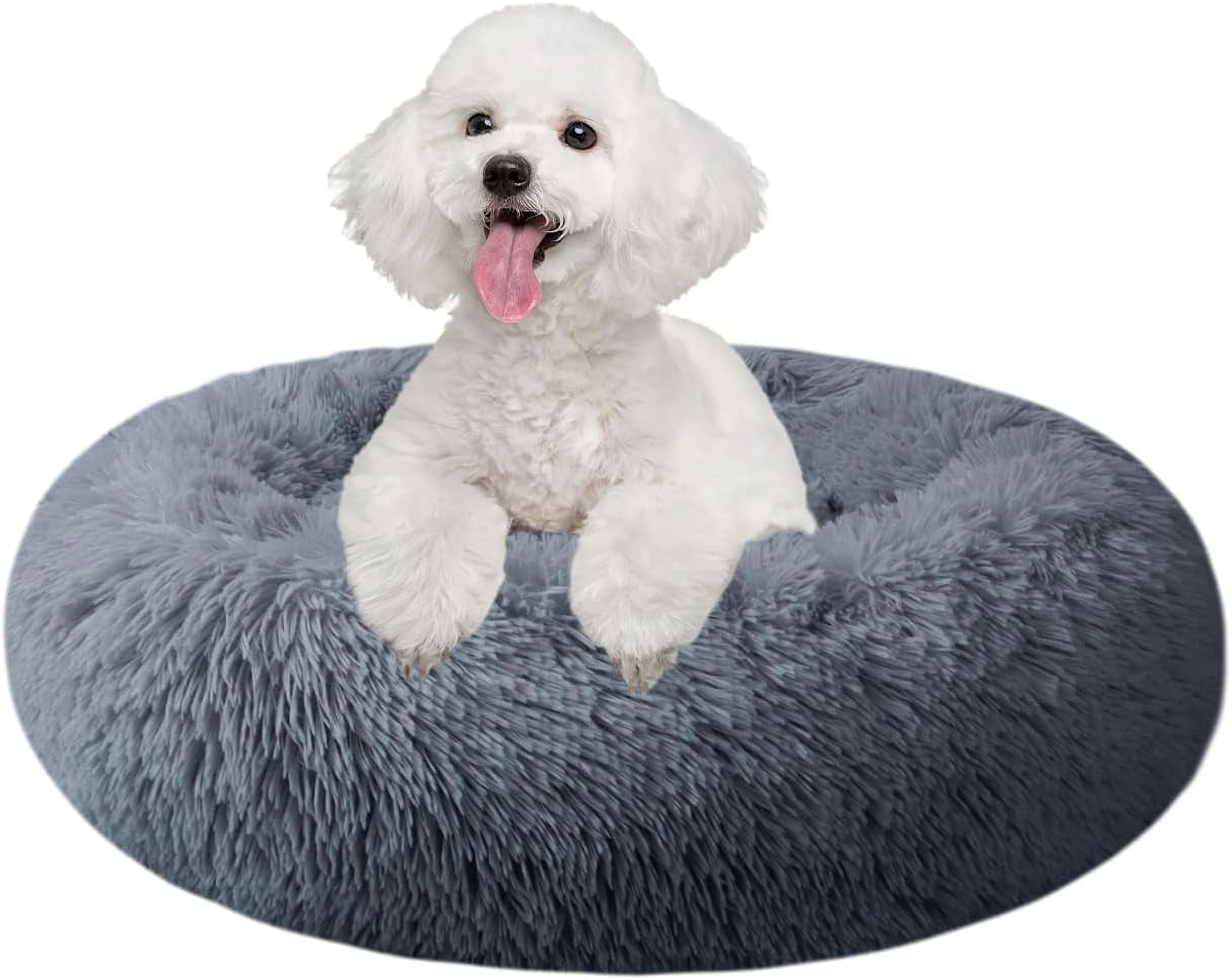 Calming Donut Dog Bed, 20 inch Round Donut Dog Bed Washable for Puppy ...