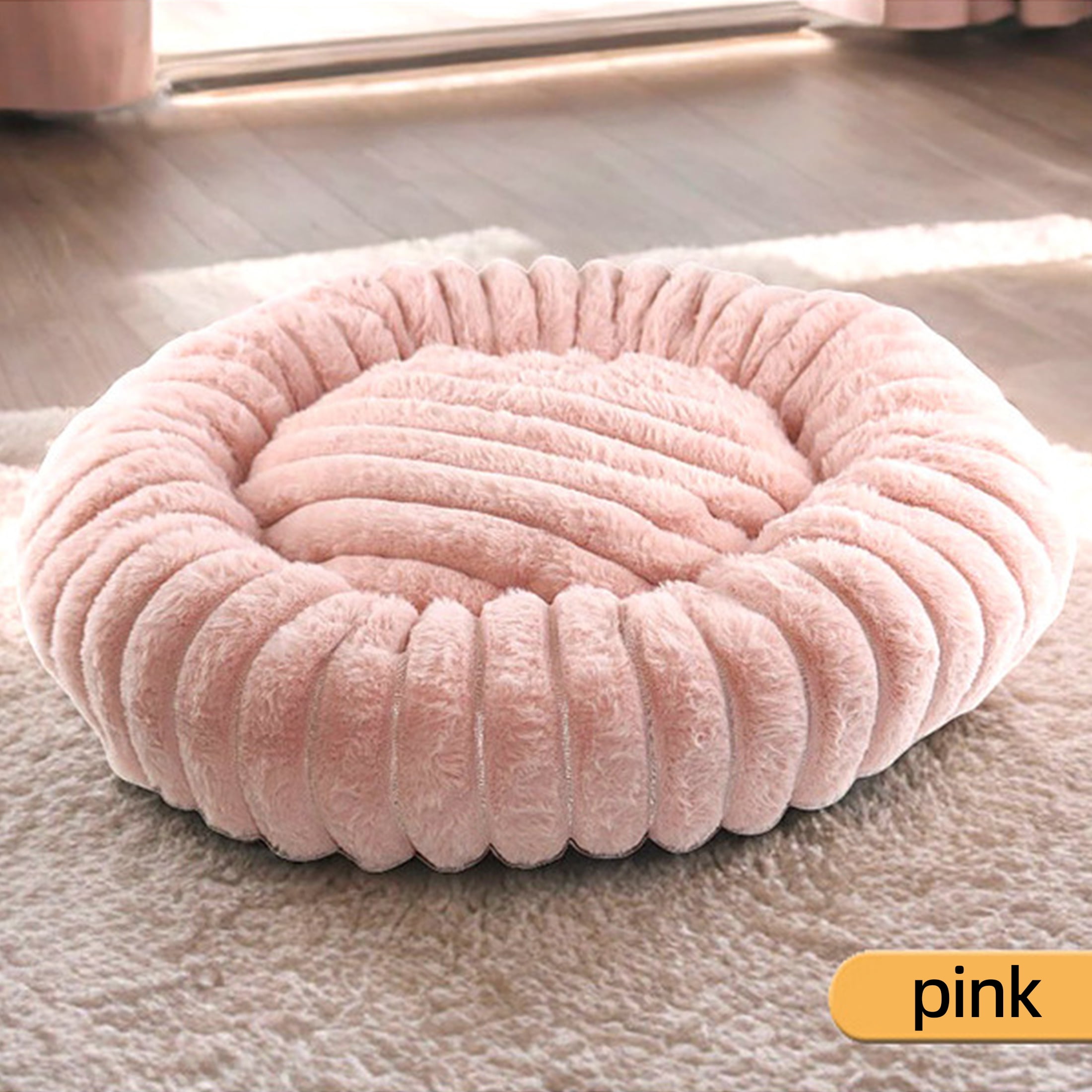 Calming Donut Dog Bed Anti-Anxiety, Self Warming, Cozy Soft Plush Round Pet Bed, Ideal for Both ...