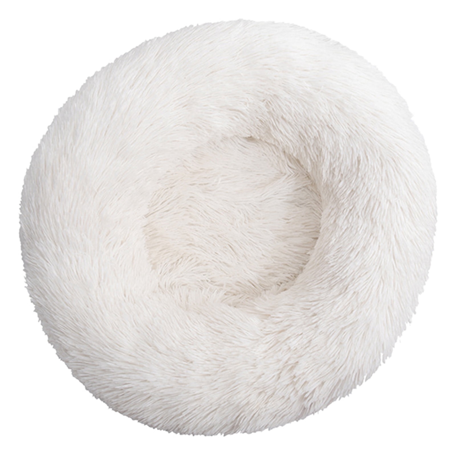 Calming Donut Dog Bed for Kittens & Puppies, Washable Round Plush Round ...