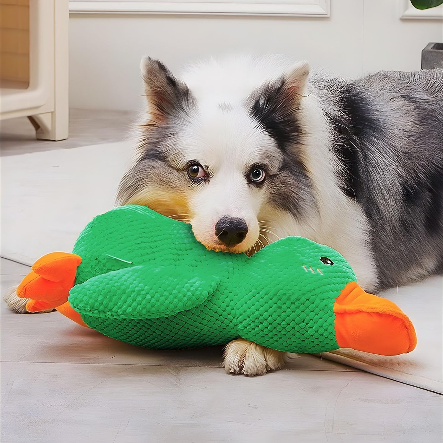 Calming Duck Toy for Dogs, 18"X15" Large Green Dog Ducks Toy with ...