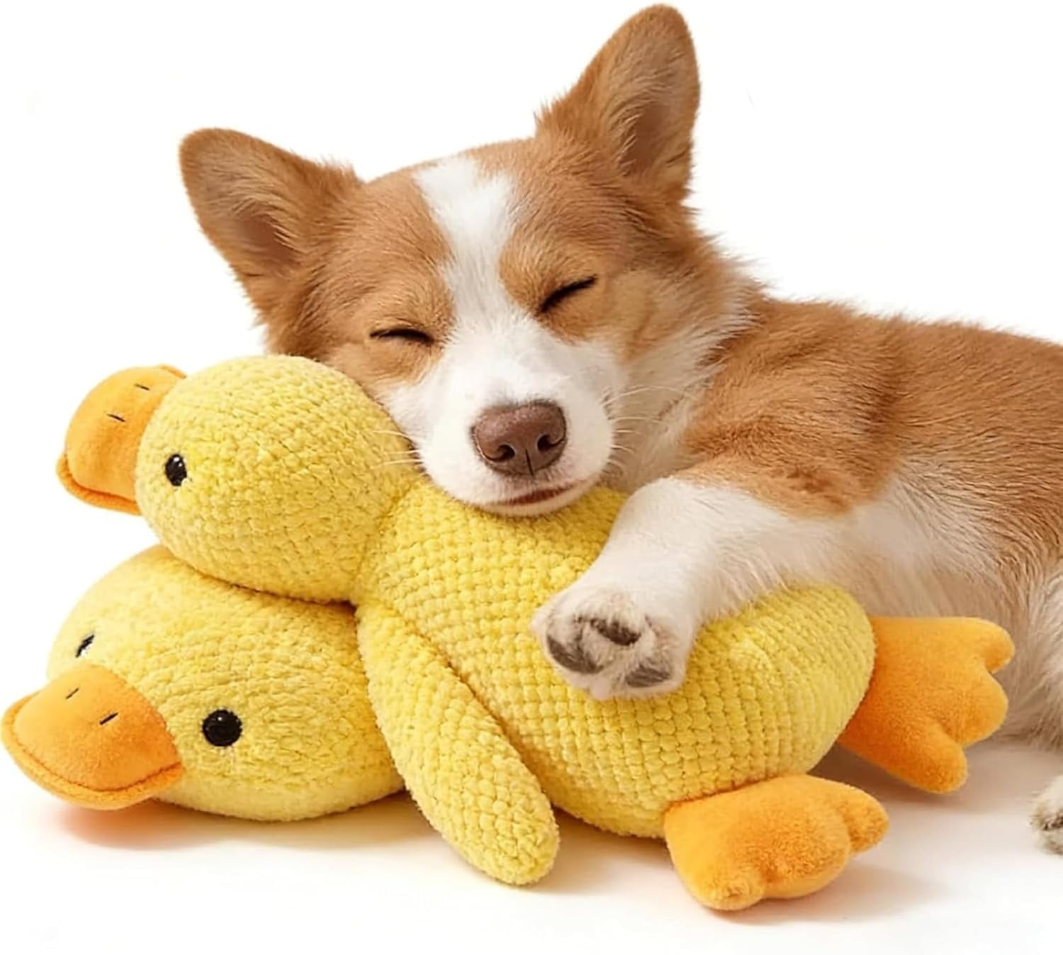 Calming Duck Toy for Dogs, Soft Plush Squeaky Chew Toy Durable Stuffed ...