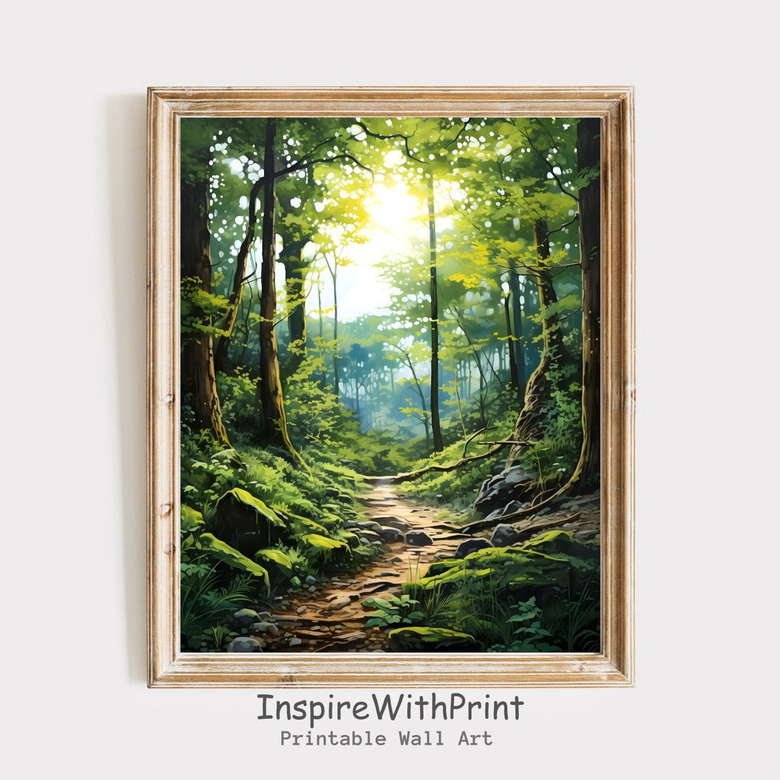 Calming Forest , , Green Forest Wall Art, Nature Inspired Art Poster ...