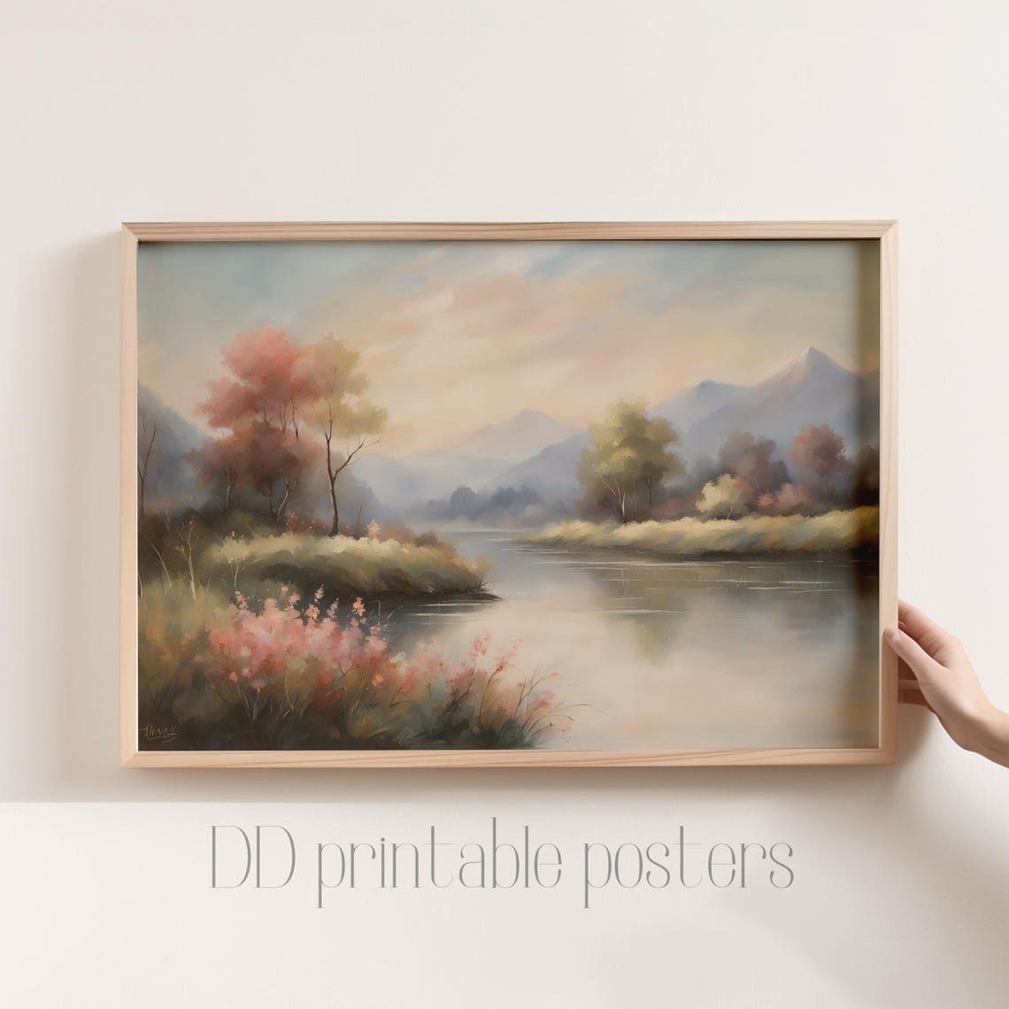 Calming Mountain Landscape Print Soft Tone Tree Art Home Decor #1271 ...