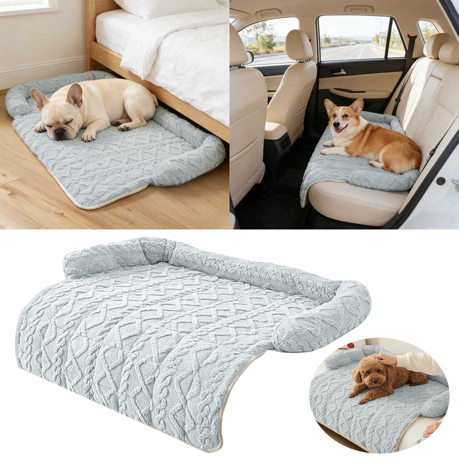 Calming Pet Bed Mat with Protector Cushion for Cats and Dogs Anxiety ...