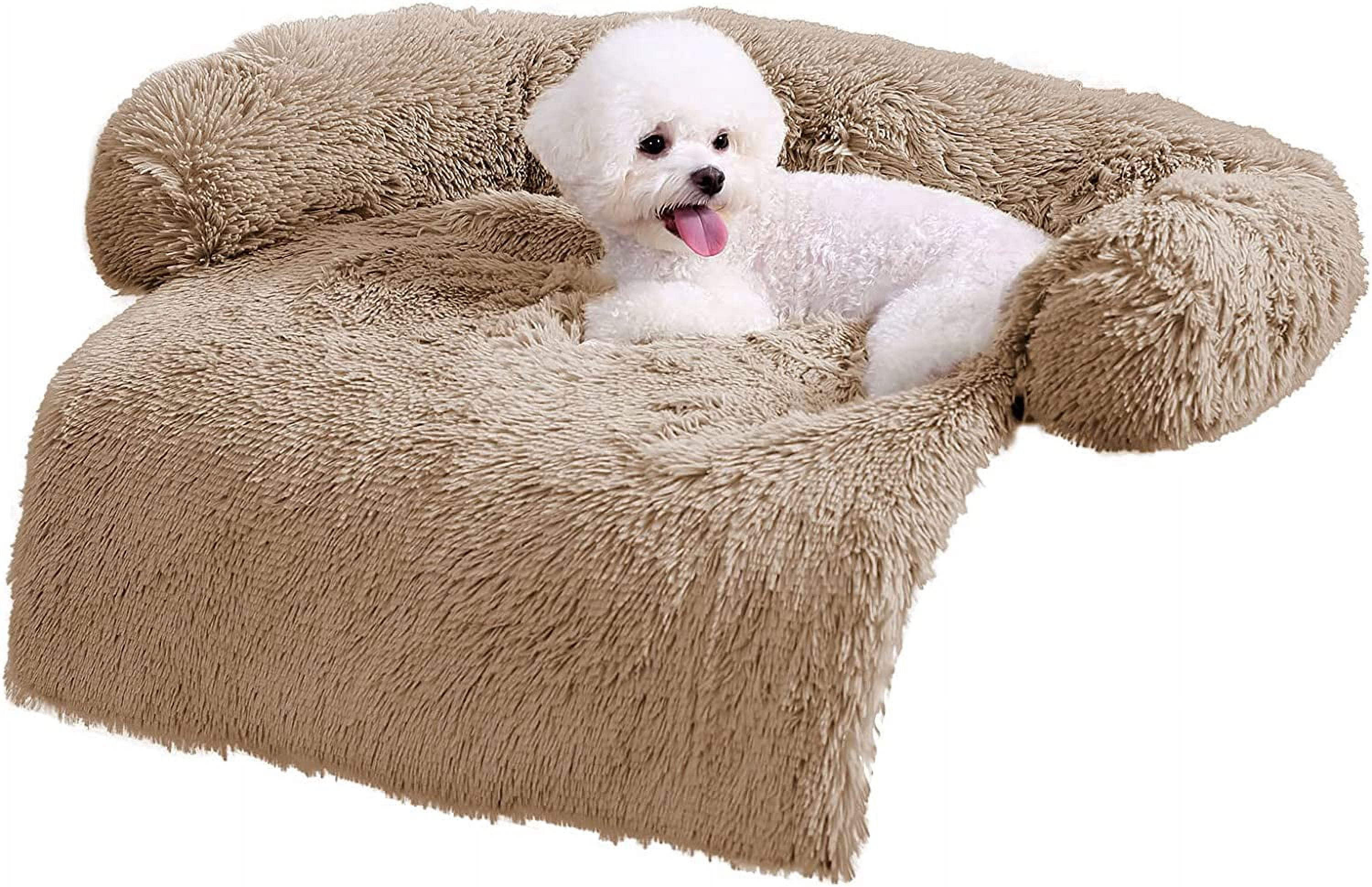 Calming Pet Sofa Bed Mat, Washable Plush Couch Cover, Furniture ...