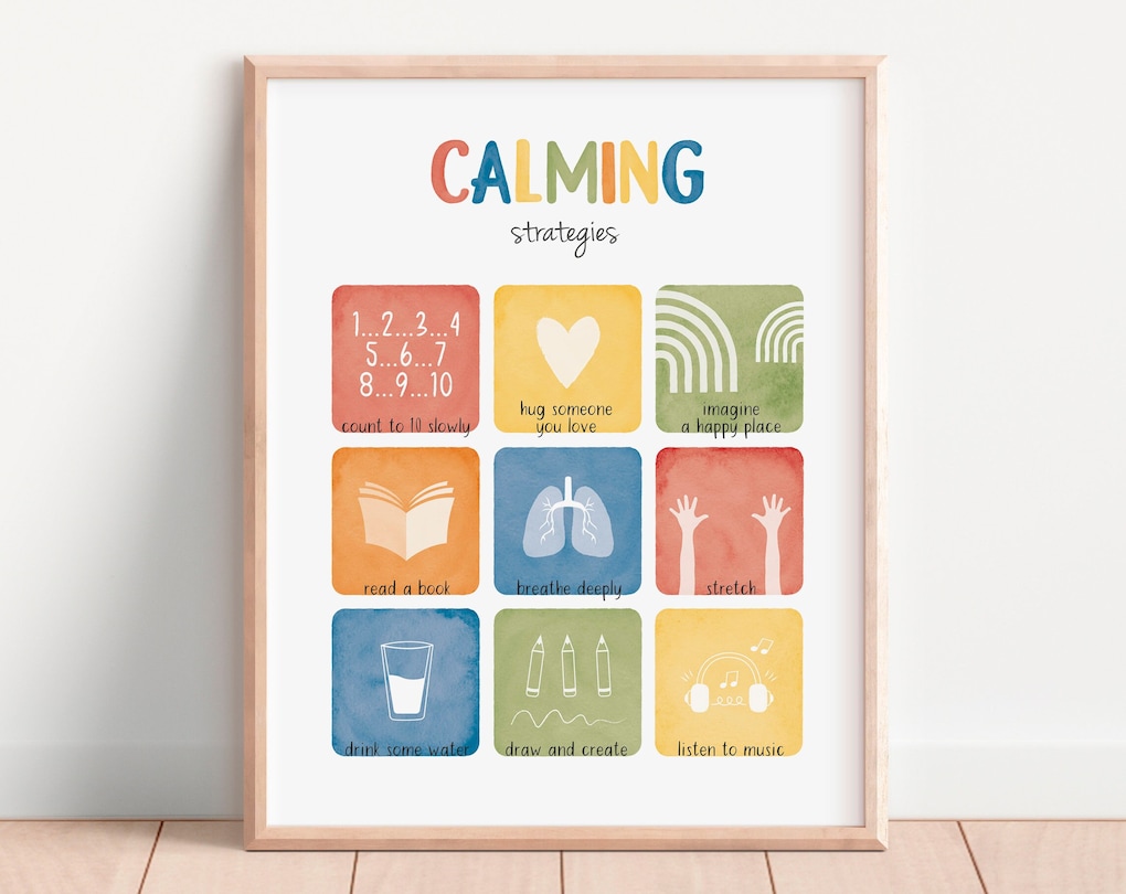 Calming Strategies Print, Grounding Skills, Therapy Office Decor ...