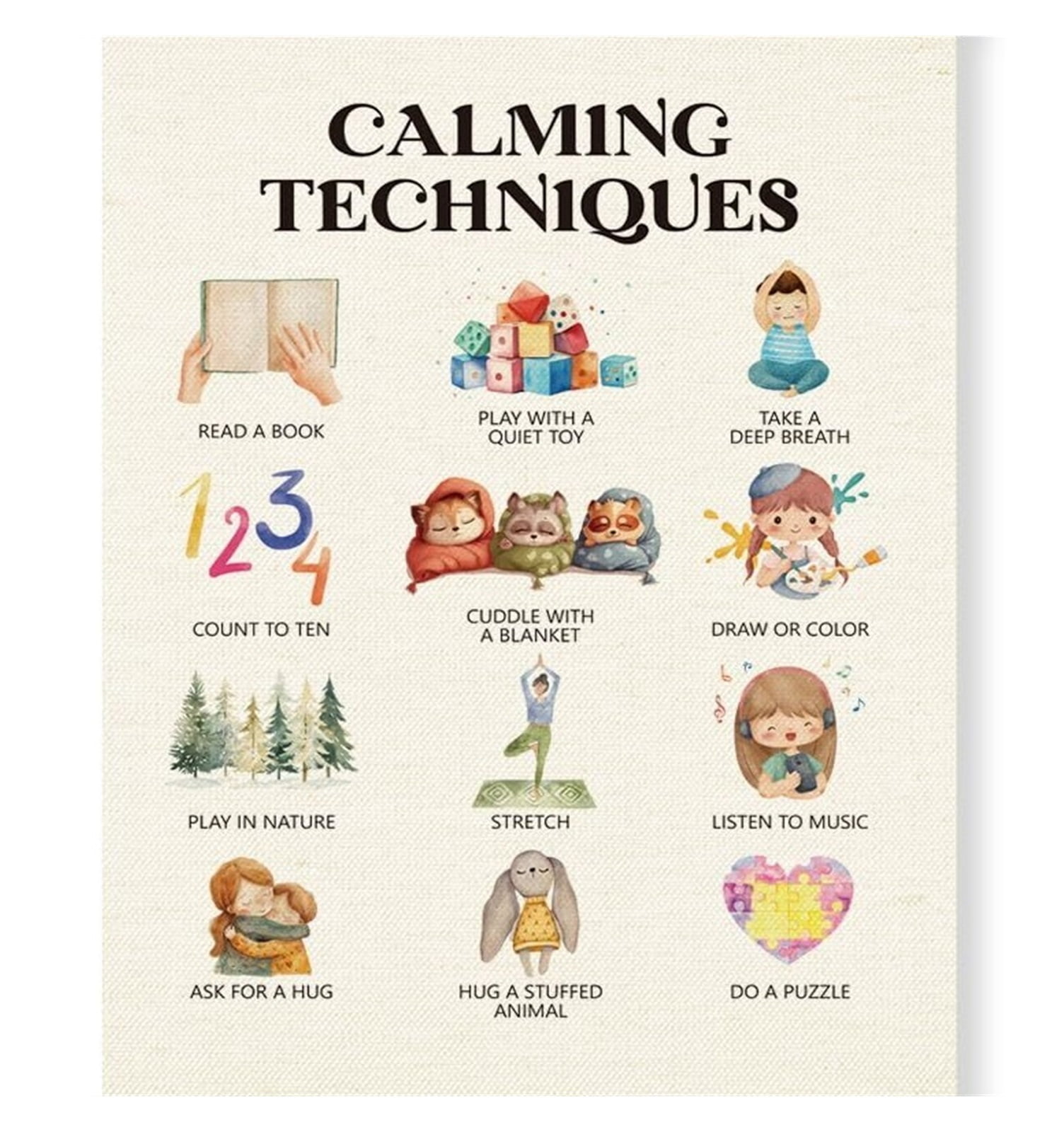 Calming Techniques Canvas Wall Art, Health Posters, Special Education ...