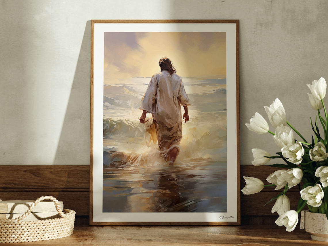 Calming the Storm Jesus Christ Portrait Walking on Water Peace Be Still ...