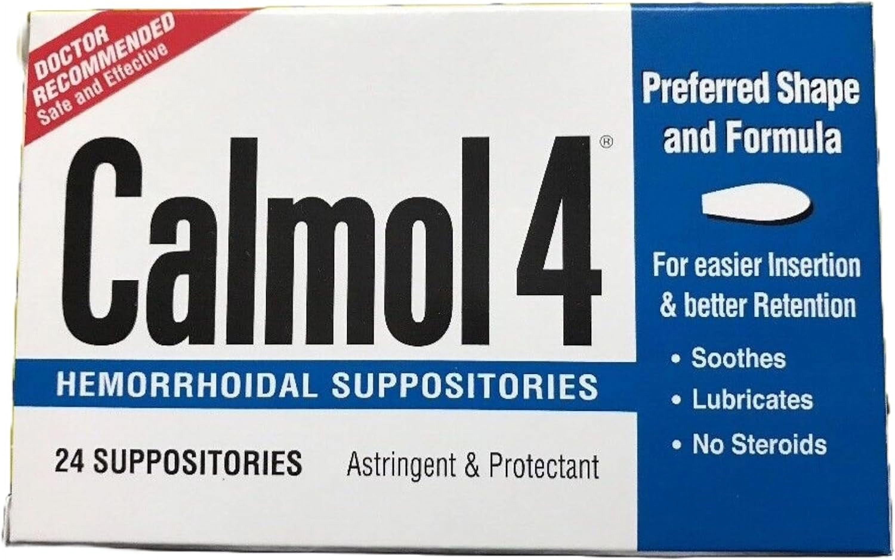 Calmol 4 Hemorrhoid Suppositories - 24 ct, Pack of 3 - Walmart.com