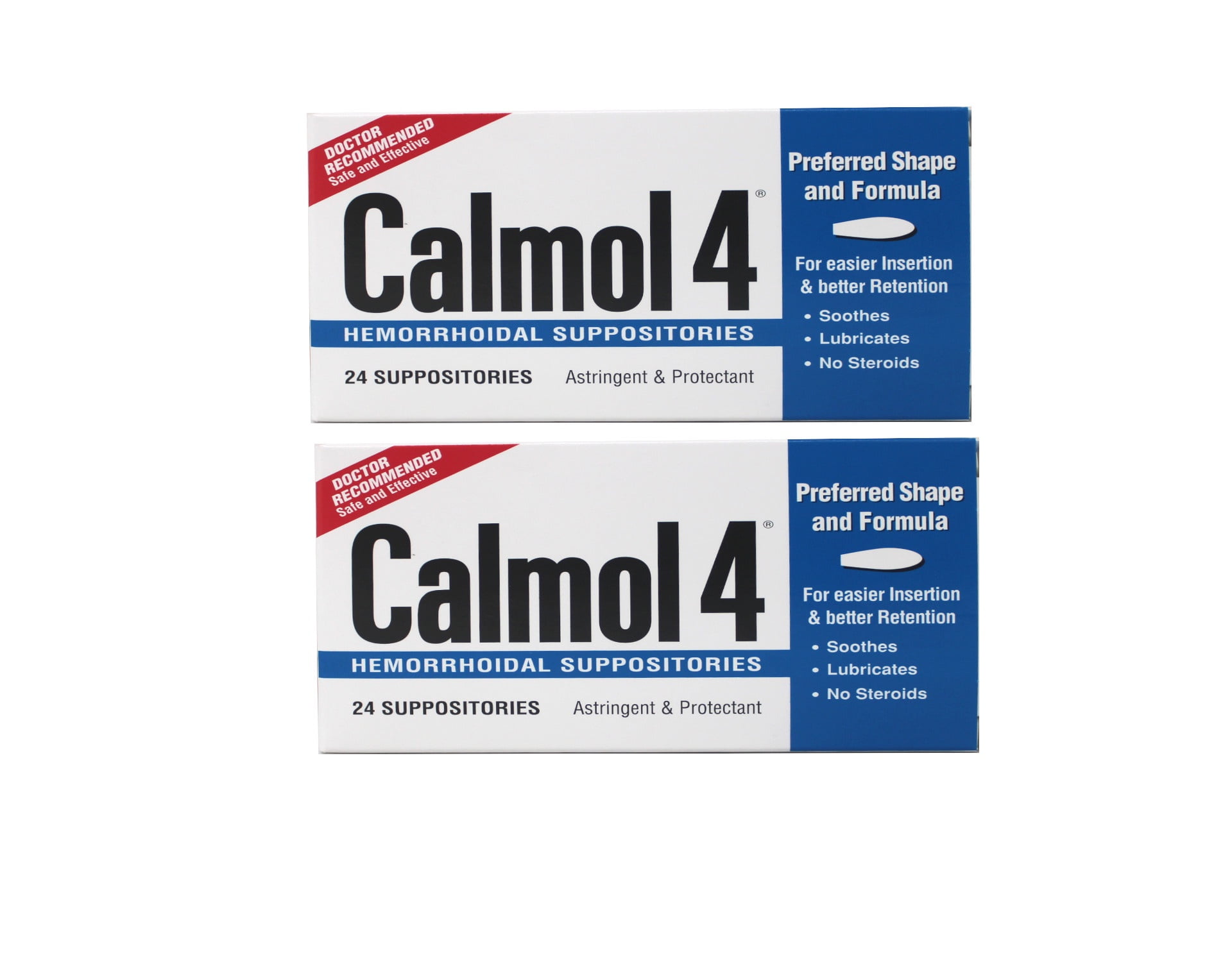 Calmol 4 Hemorrhoidal Suppositories 24 Each (Pack of 2) - Walmart.com