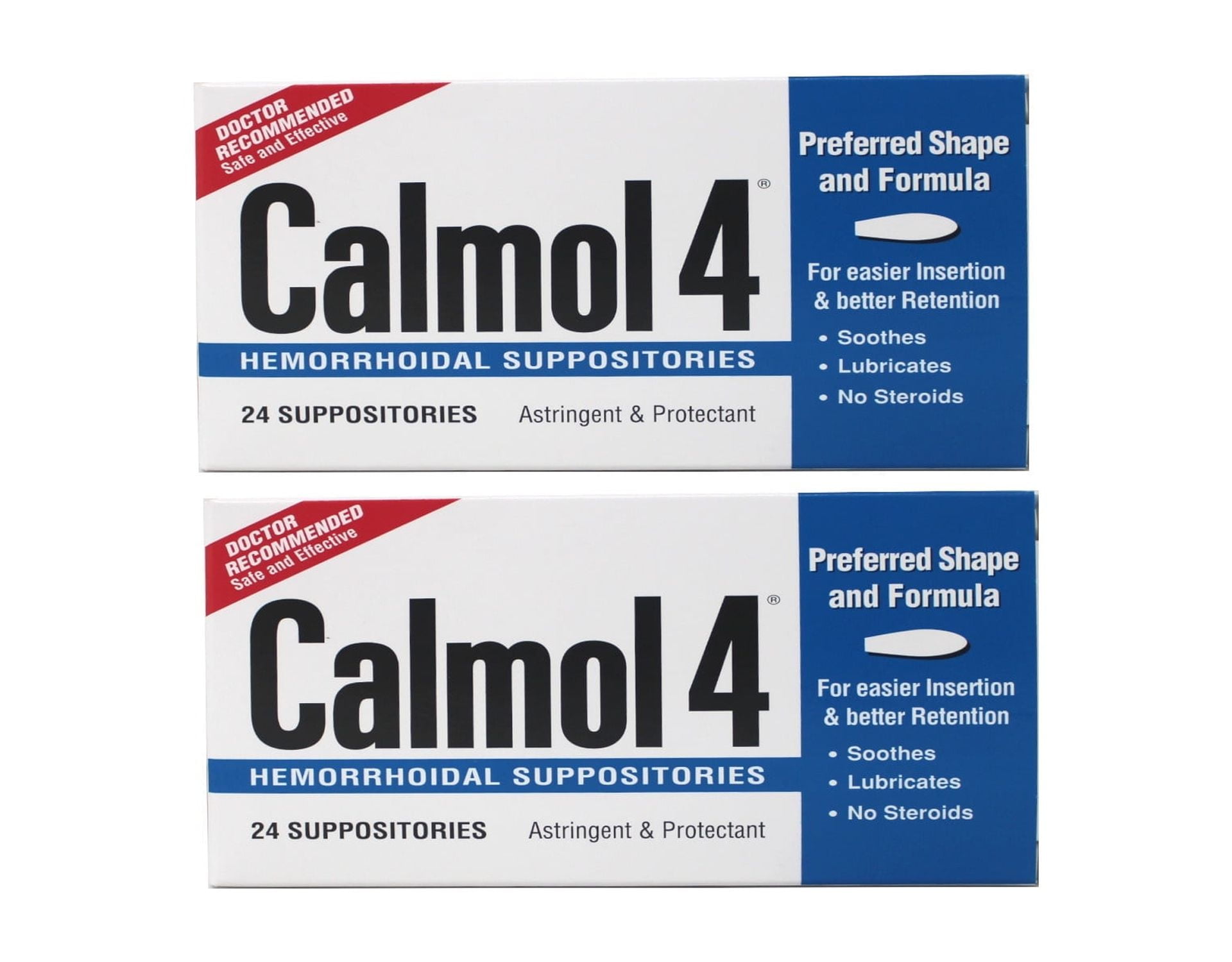 Calmol 4 Hemorrhoidal Suppositories 24 Each (Pack of 2) - Walmart.com